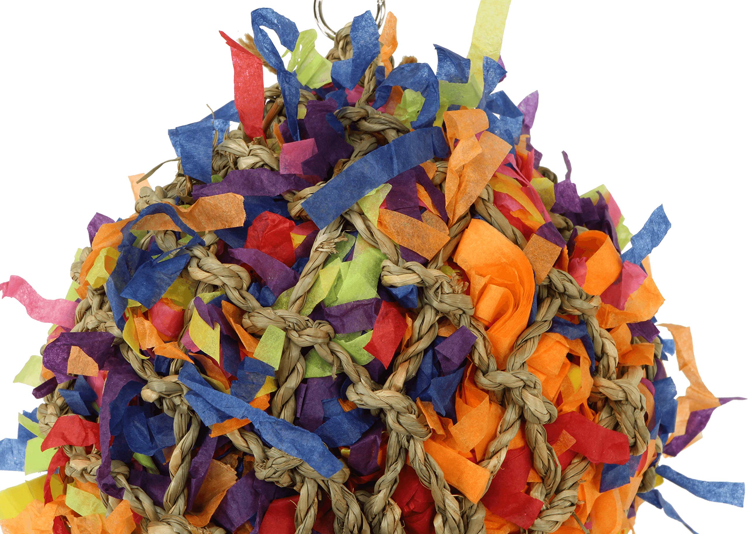 Bonka Bird Toys 55100 Medium Super Shredder Ball 11" x 5", Parrot Chew Shred Forage Cage Toy, African Grey, Conure, Pionus, and Similar Birds