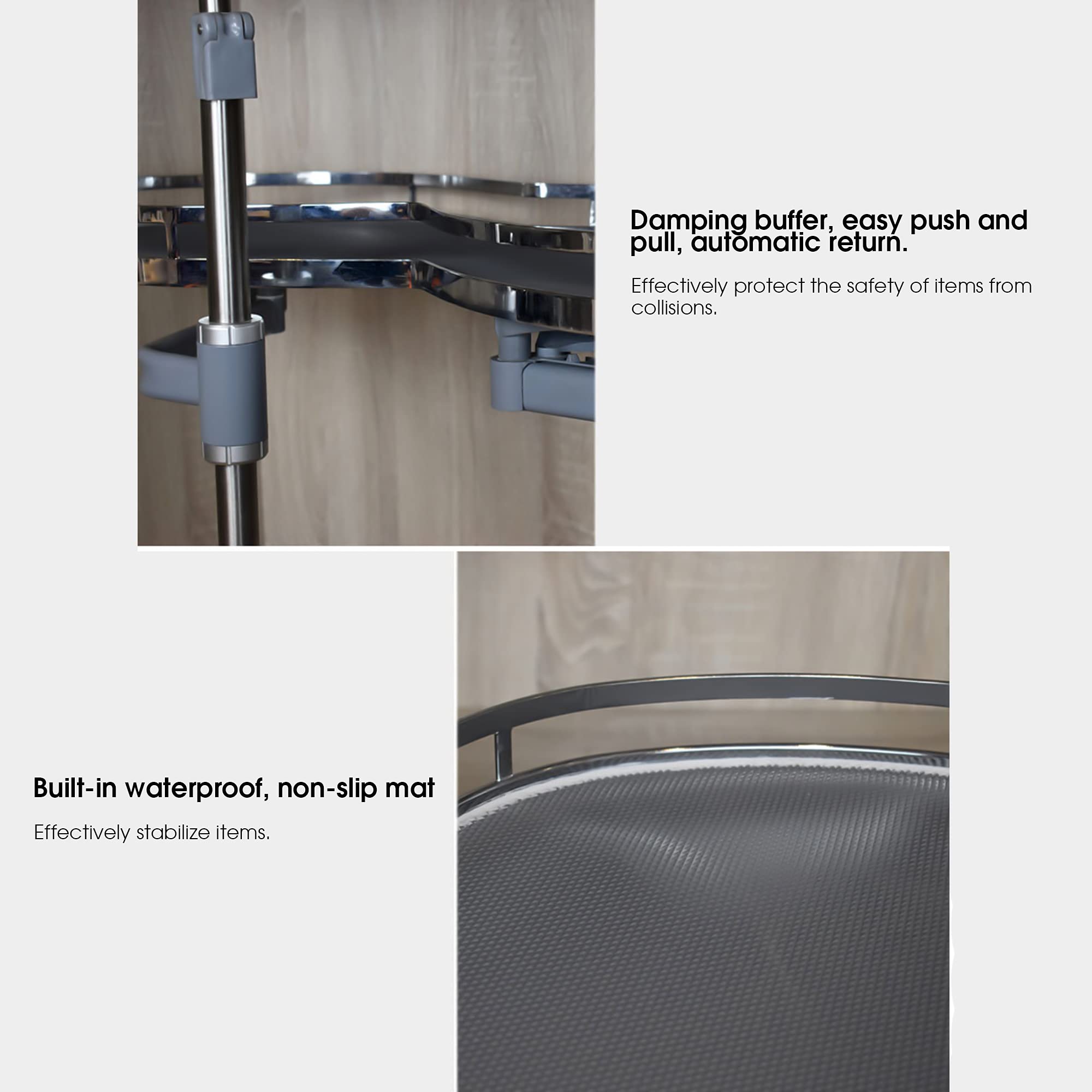 Yu Liao Kitchen Cabinet Blind Corner Organizer,Stainless Steel Saucer Holder,270°Rotating Storage for Cabinet,2 Tiers Swing Tray,Right Handed Open