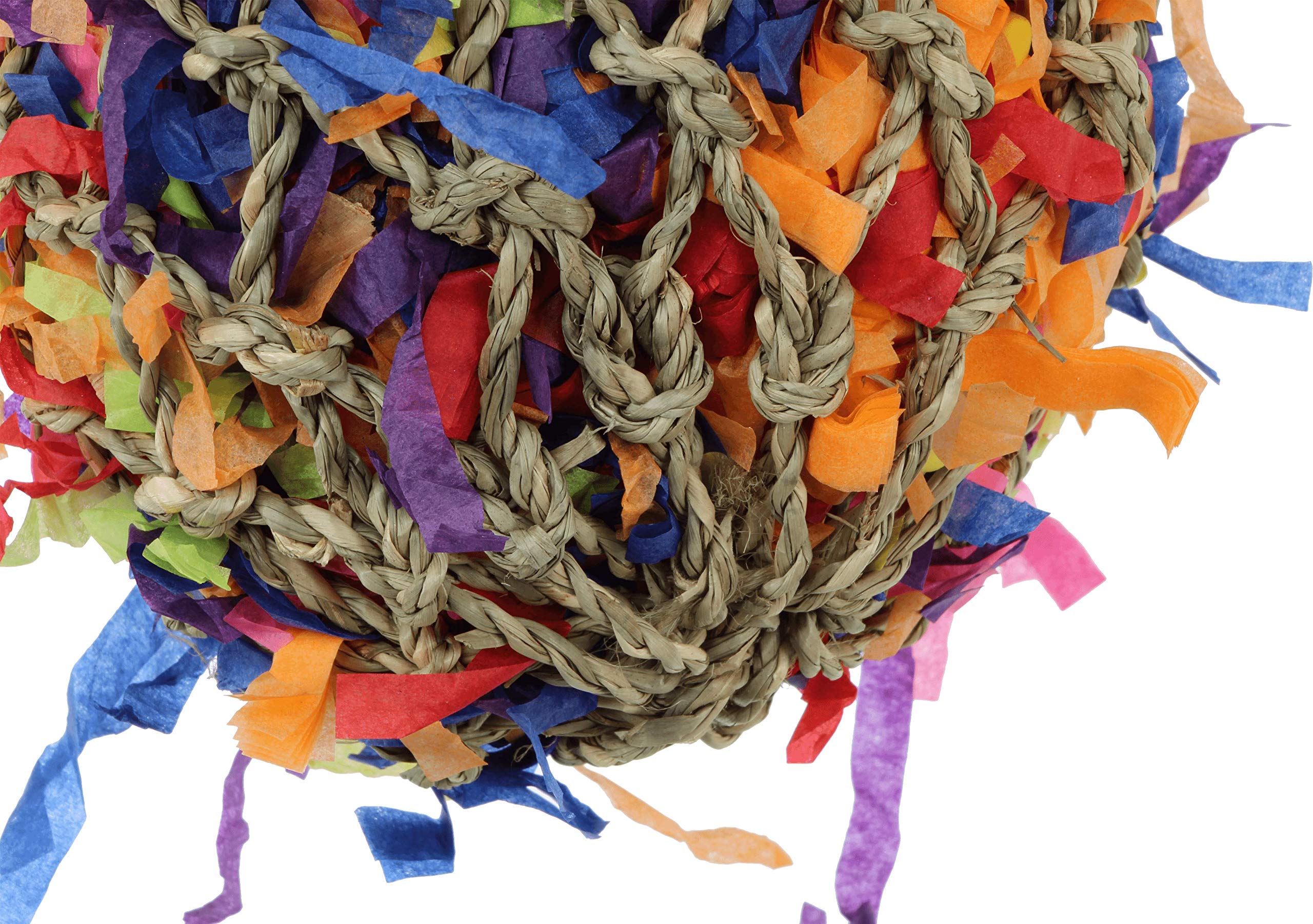 Bonka Bird Toys 55100 Medium Super Shredder Ball 11" x 5", Parrot Chew Shred Forage Cage Toy, African Grey, Conure, Pionus, and Similar Birds