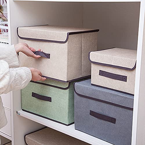 ZIQIAO Non Woven Storage Box, Fabric Multifunctional Fordable Thick Storage Baskets, Used for Wardrobes, Clothes, Books, Cosmetics, Toys, etc. (Green, 14.17x9.06x9.45 inches)