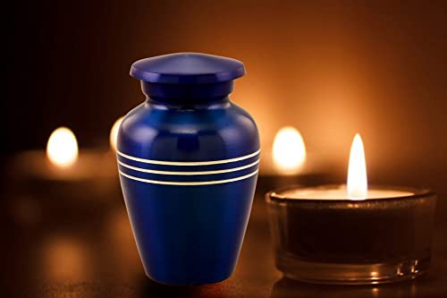 Immortal-Memories Serenity Keepsake Urn for Ashes - Miniature Urns - Mini Jar - Pet Urn -Token Urn with Velvet Bag (Cobalt Blue)