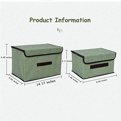ZIQIAO Non Woven Storage Box, Fabric Multifunctional Fordable Thick Storage Baskets, Used for Wardrobes, Clothes, Books, Cosmetics, Toys, etc. (Green, 14.17x9.06x9.45 inches)