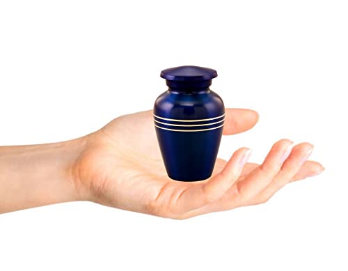 Immortal-Memories Serenity Keepsake Urn for Ashes - Miniature Urns - Mini Jar - Pet Urn -Token Urn with Velvet Bag (Cobalt Blue)