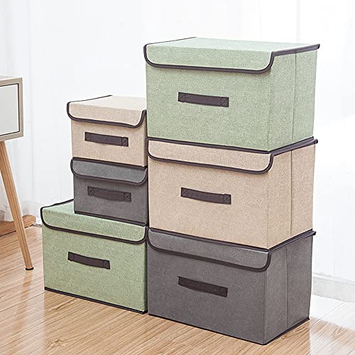 ZIQIAO Non Woven Storage Box, Fabric Multifunctional Fordable Thick Storage Baskets, Used for Wardrobes, Clothes, Books, Cosmetics, Toys, etc. (Green, 14.17x9.06x9.45 inches)