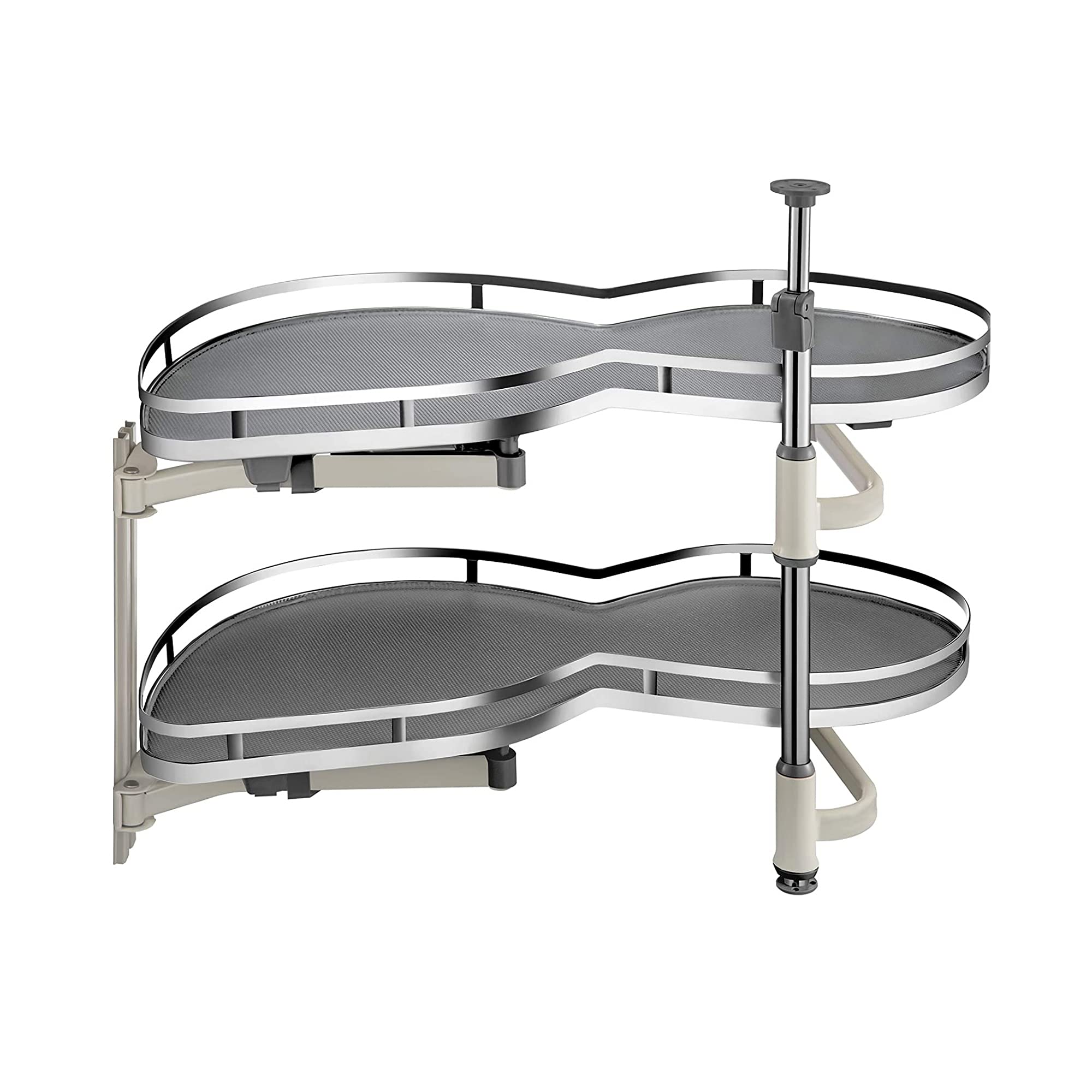 Yu Liao Kitchen Cabinet Blind Corner Organizer,Stainless Steel Saucer Holder,270°Rotating Storage for Cabinet,2 Tiers Swing Tray,Right Handed Open