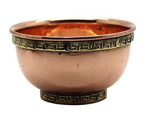 Crystalo - Copper Offering Bowl, 3 Inch Diameter, Great for Altar use, Ritual use, Incense Burner, smudging Bowl, Decoration Bowl, Offering Bowl (Plain)