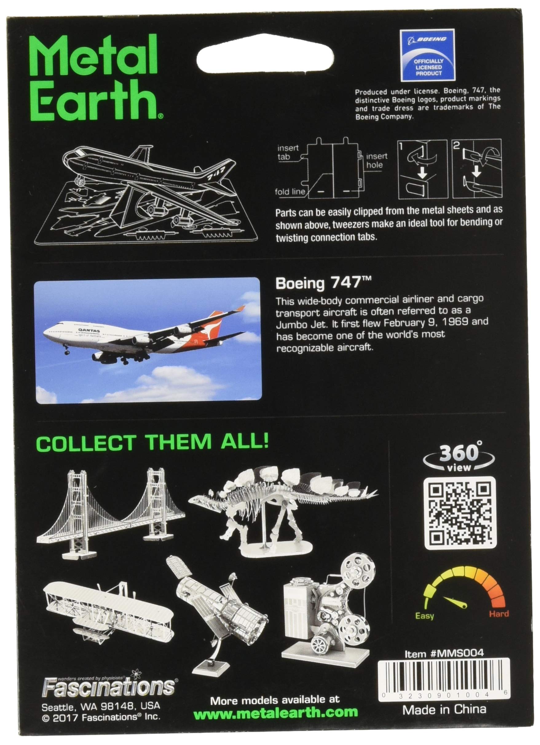 Fascinations Metal Earth Boeing 747 Airplane 3D Metal Model Kit