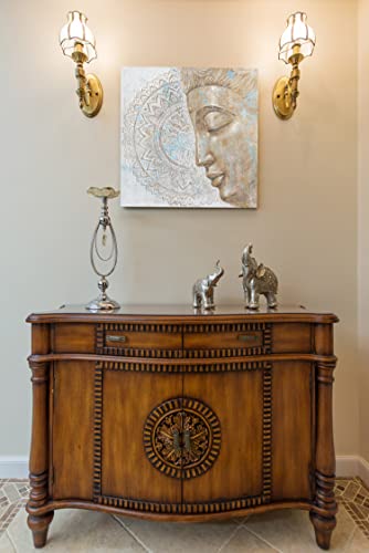 Yelash Buddha Canvas Wall Art Picture - Mandala Buddhism Statue Inspirational Painting Zen Meditation Home Decor for Bathroom Bedroom Framed Ready to Hang (20"x20"x1)