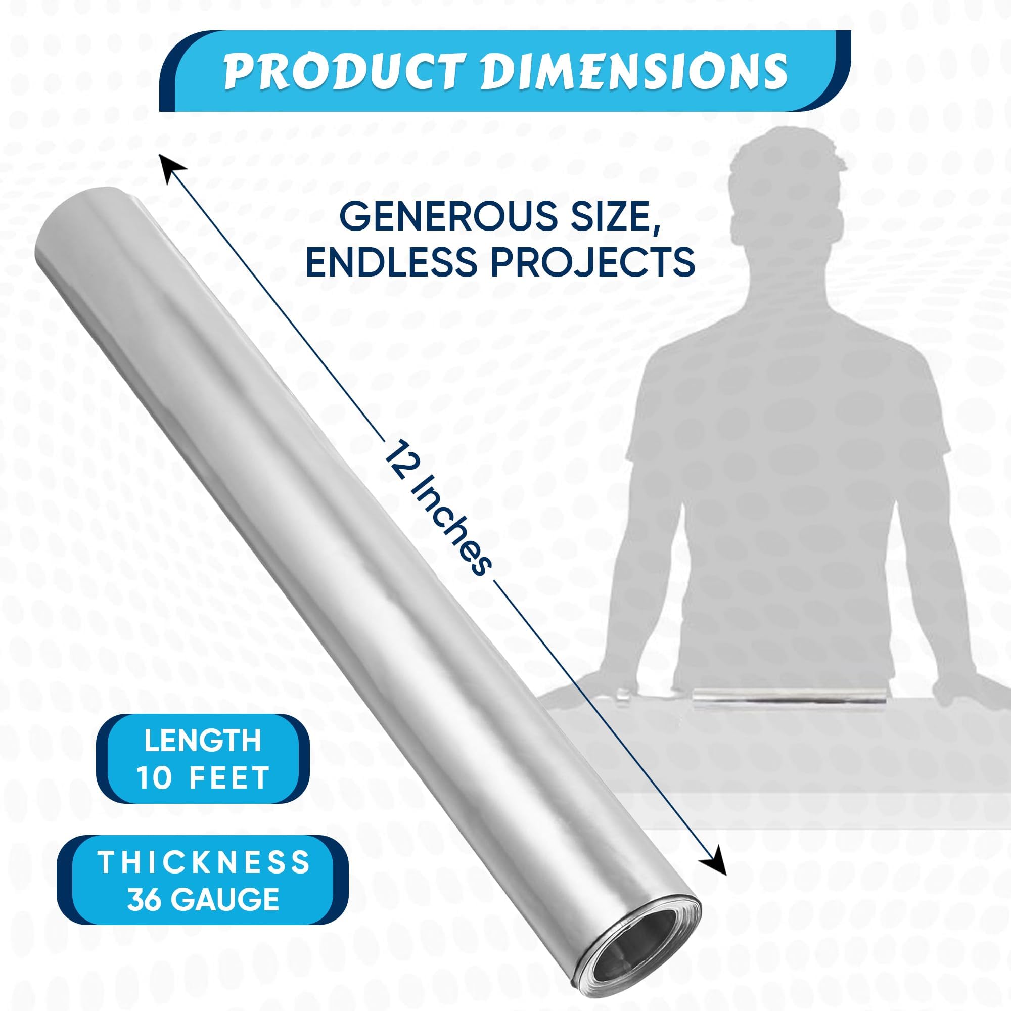 St. Louis Crafts 36 Gauge Aluminum Metal Foil Roll, 12 Inches x 10 Feet