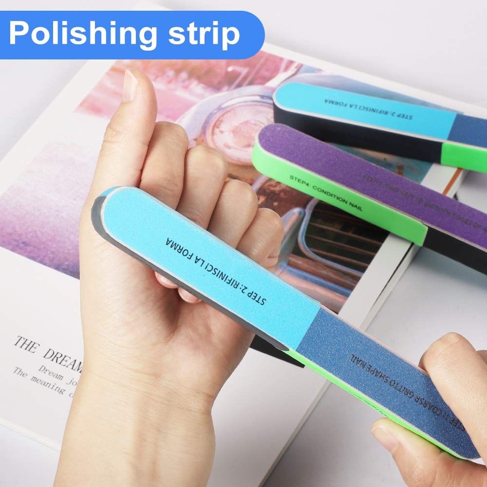 12 PCS 7 Way Nail File and Buffer Block, YIMICOO Professional Manicure Tools 7 Steps Emery Boards for Women Girls