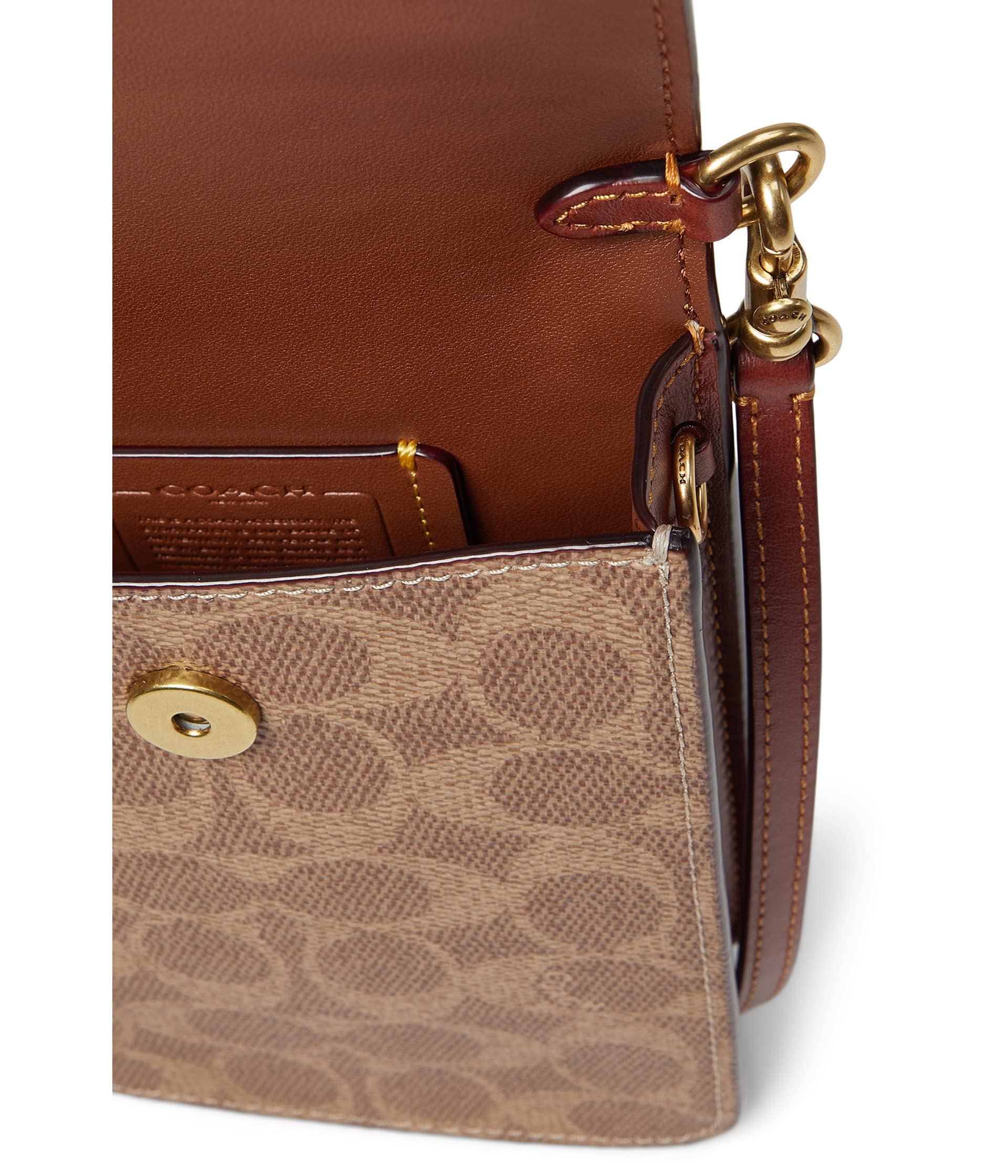 COACH Coated Canvas Signature C Phone Crossbody, Tan Rust