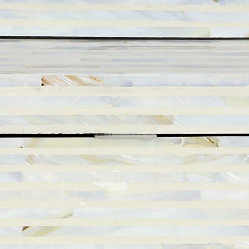 Deco 79 Mother of Pearl Handmade Box with Hinged Lid, Set of 2 12", 8"W, White