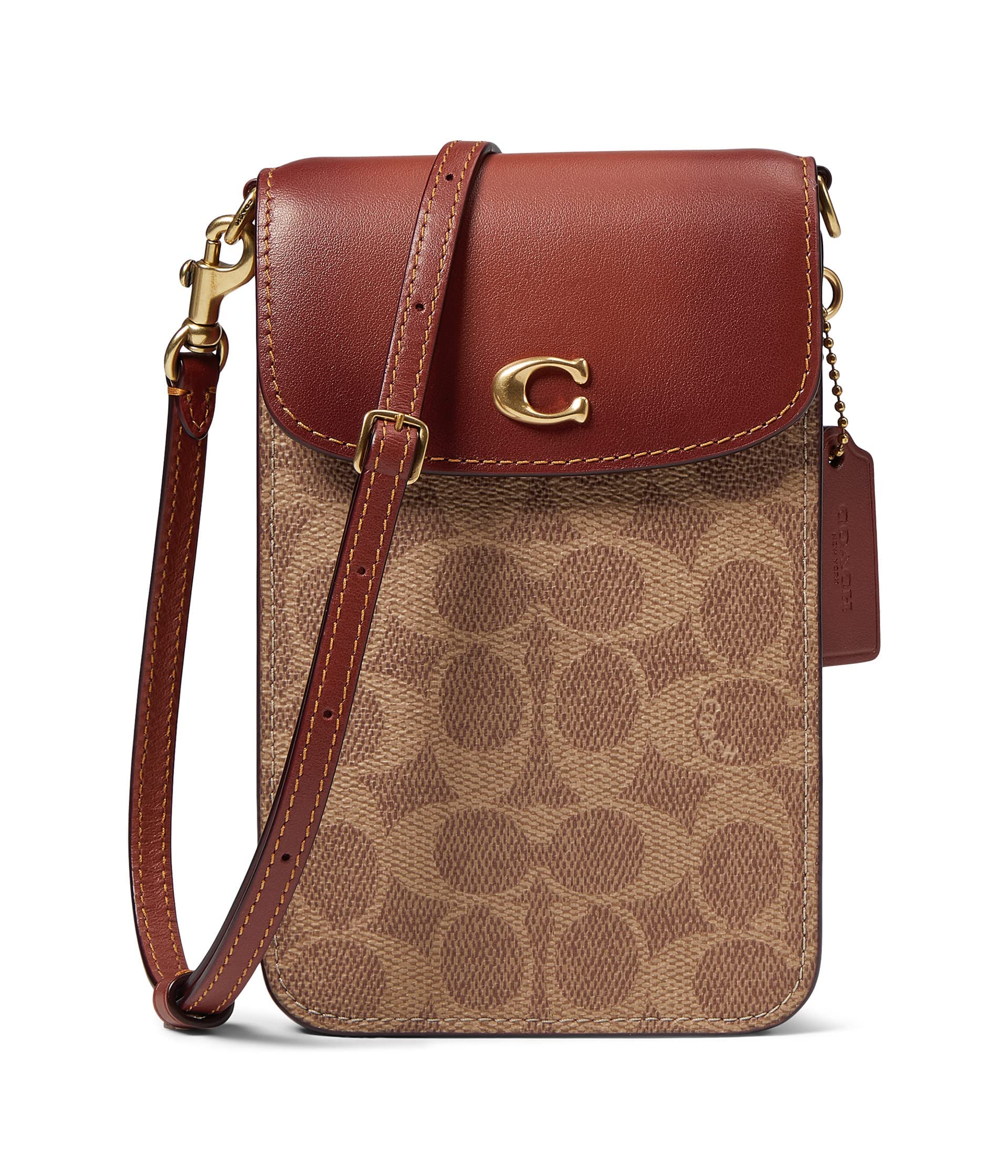 COACH Coated Canvas Signature C Phone Crossbody, Tan Rust