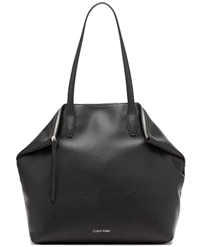 Calvin Klein Brenda Top Zip Tote, Black/Silver