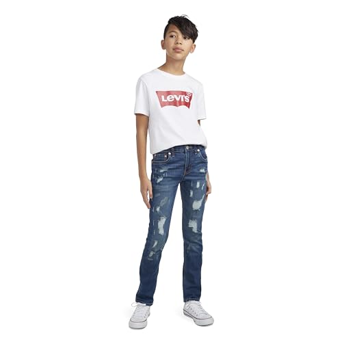 Levi's Boys' 510 Skinny Fit Destructed Jeans, Paper Shredder, 12