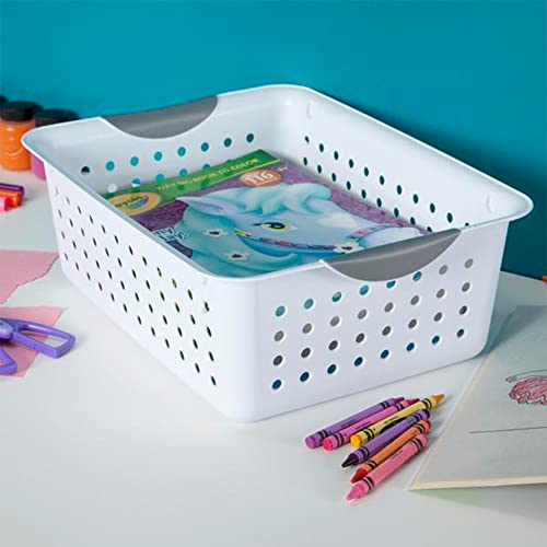 Sterilite 16248006 Medium Ultra Plastic Storage Organizer Basket White (36 Pack)
