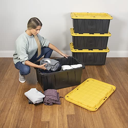 Black & Yellow 17-Gallon Tough Storage Containers, Extremely DurableĀ®, 4-Pack (4)
