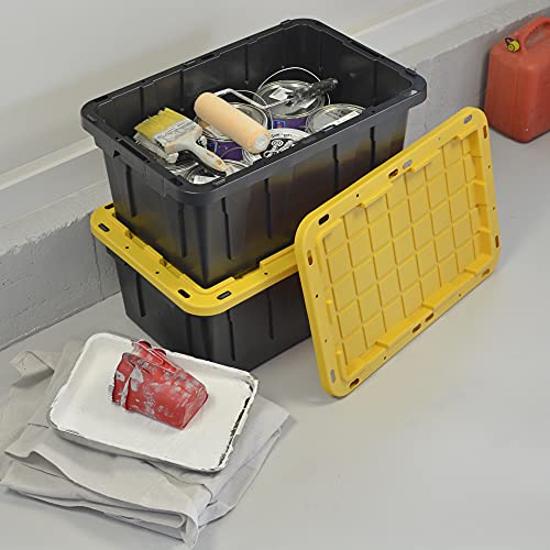 Black & Yellow 17-Gallon Tough Storage Containers, Extremely DurableĀ®, 4-Pack (4)