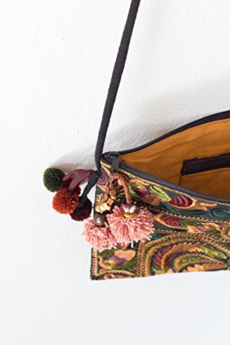 changnoi Mocha Bird Hill Tribe Crossbody Bag Hmong Embroidered Thai Fair Trade