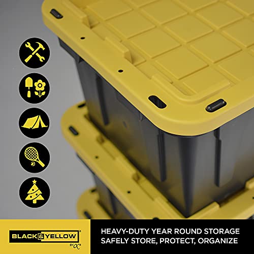 Black & Yellow 17-Gallon Tough Storage Containers, Extremely DurableĀ®, 4-Pack (4)