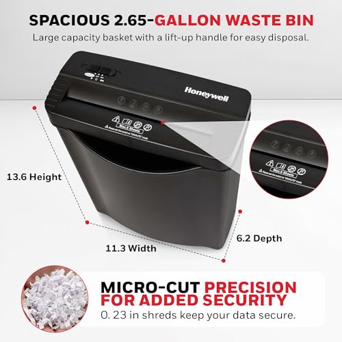 Honeywell Safes & Door Locks 9306F 6 Sheet Strip-Cut Paper Shredder, Black