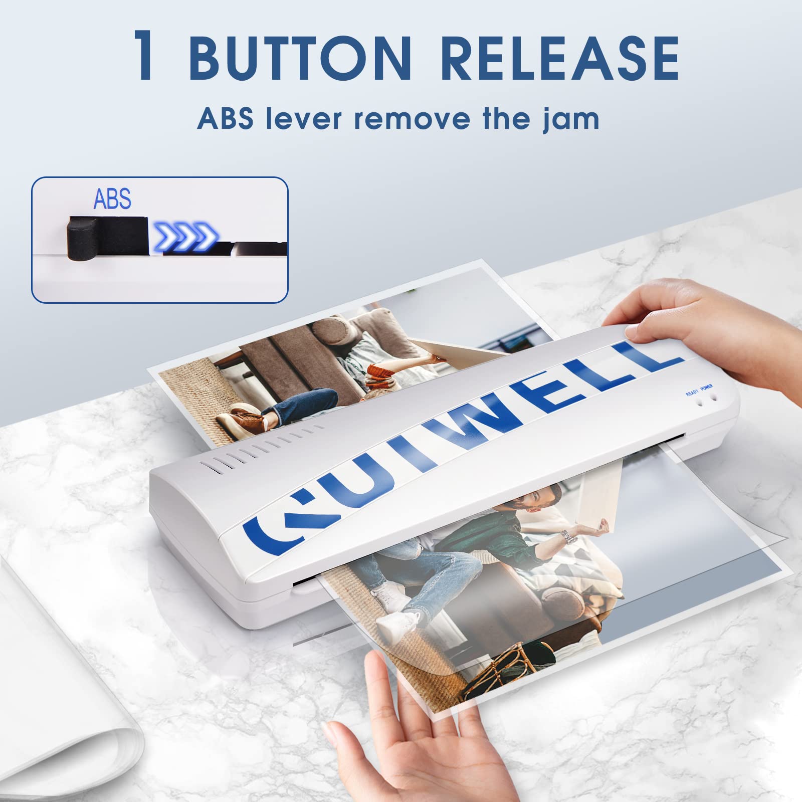 QUIWELL 9 in 1 Laminator, Laminator Machine with 20 Laminating Sheets, 9 Inches Thermal Laminating Machine with Paper Trimmer, Corner Rounder, Hole Punch, Bonus Busy Book for Home Office School Use