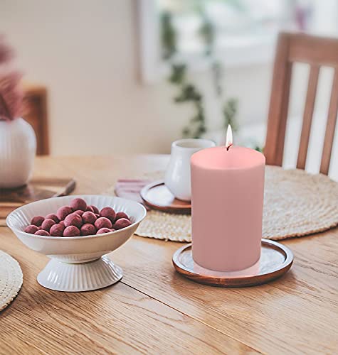 Hyoola Light Pink Pillar Candles 3x6 Inch - 6 Pack Unscented Pillar Candles Bulk - European Made