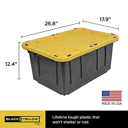 Black & Yellow 17-Gallon Tough Storage Containers, Extremely DurableĀ®, 4-Pack (4)