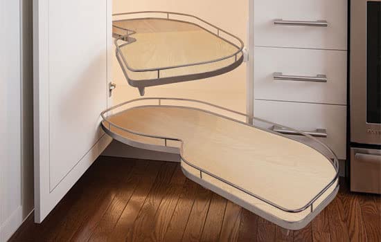 Lemans II Set 2-Shelf Lazy Susan with Soft-Close for Blind Base Corner Cabinets, Champagne and Maple