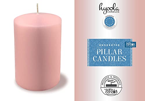 Hyoola Light Pink Pillar Candles 3x6 Inch - 6 Pack Unscented Pillar Candles Bulk - European Made