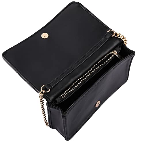 Ayliss Mini Women Crossbody Handbag Shoulder Handbags Evening Clutch Cellphone Wallet Purse PU Leather Bag with Chain (Black, Mini)