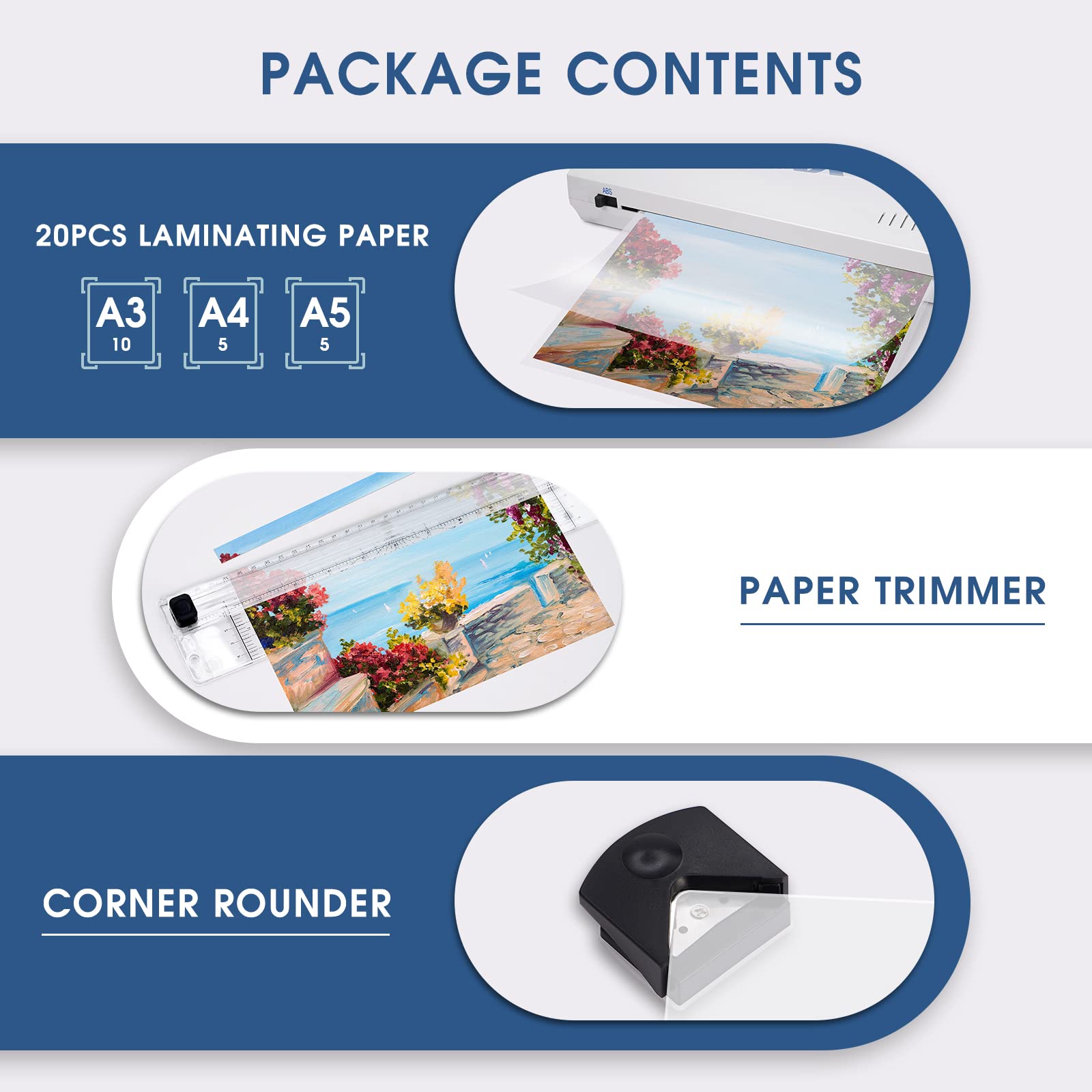 QUIWELL 9 in 1 Laminator, Laminator Machine with 20 Laminating Sheets, 9 Inches Thermal Laminating Machine with Paper Trimmer, Corner Rounder, Hole Punch, Bonus Busy Book for Home Office School Use