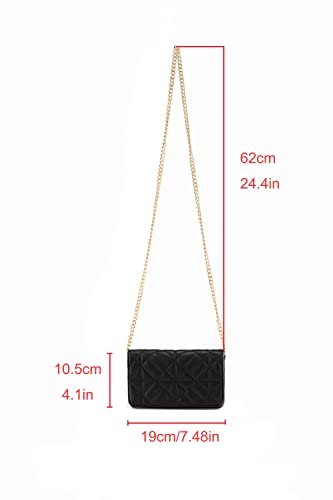 Ayliss Mini Women Crossbody Handbag Shoulder Handbags Evening Clutch Cellphone Wallet Purse PU Leather Bag with Chain (Black, Mini)