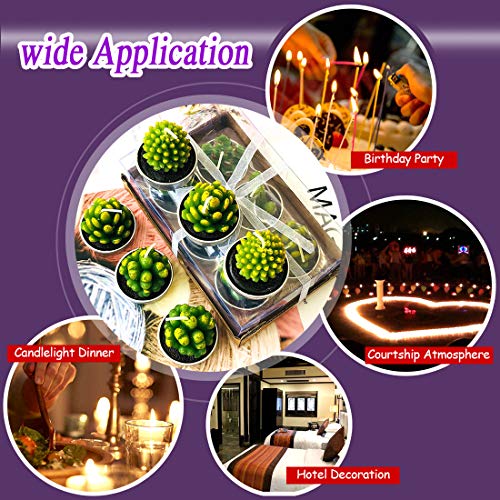 Swpeet 12Pcs Decorative Succulent Cactus Tealight Candles Kit, Cute Smokeless Succulent Plants Perfect for Candles Festival Wedding Props and House-Warming Party (N0.4-Candle)