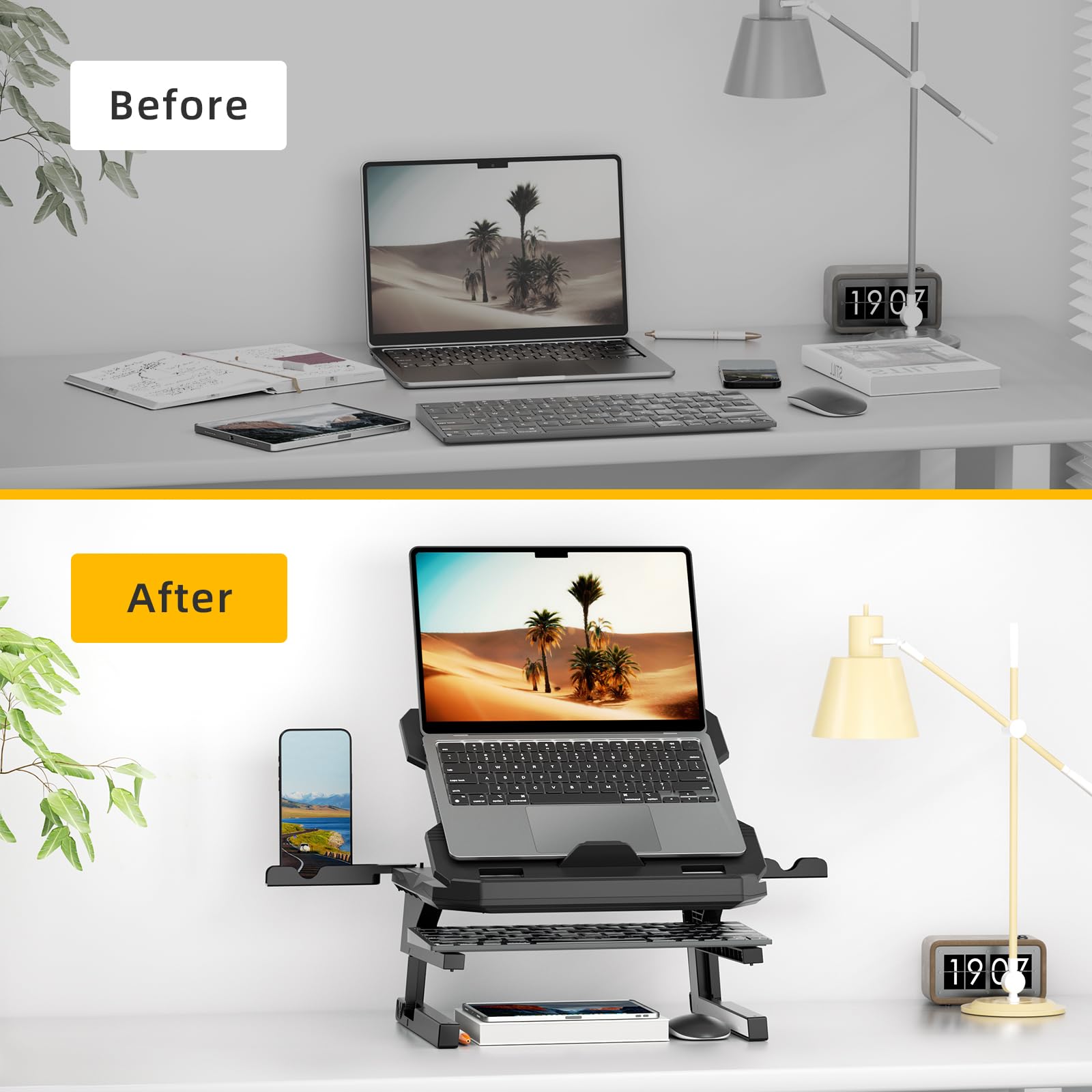 OImaster Laptop Stand Phone Stand Extended Laptops Riser Elevator 3 Height Adjustable Up to 10 Inches Rotatable Base for Desk Suit for Laptop Tablet 10 to 17 Inches