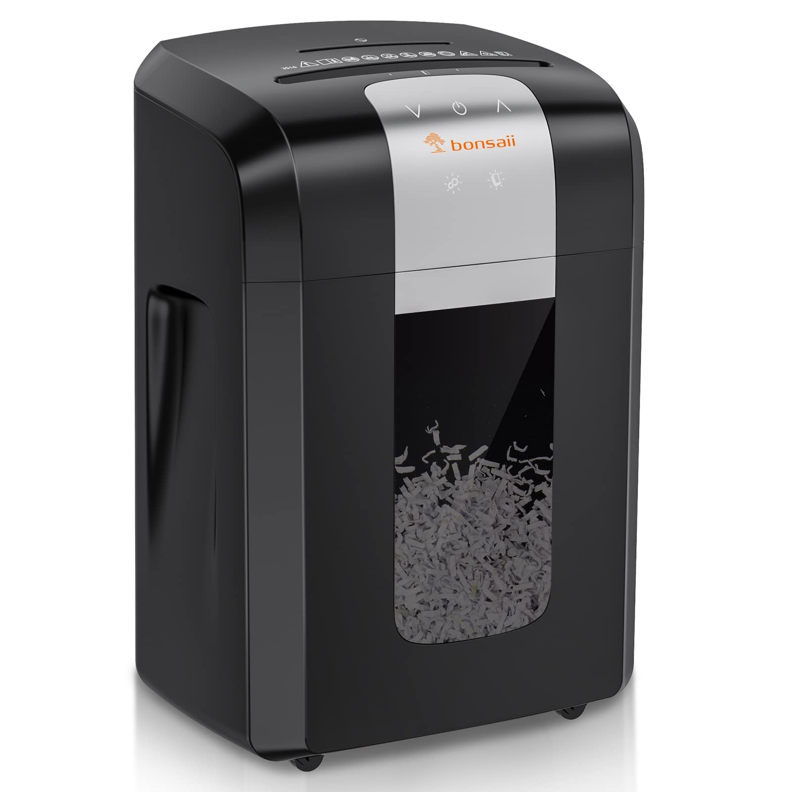Bonsaii 14 Sheet Paper Shredder for Office, 60-Mins Cross-Cut P-4 Level Paper Shredder Shreddable Document/Mails/CDs/Credit Cards with 4.2 Gal Pullout Basket, Jam Proof & 4 Casters(3S16 Upgrade)