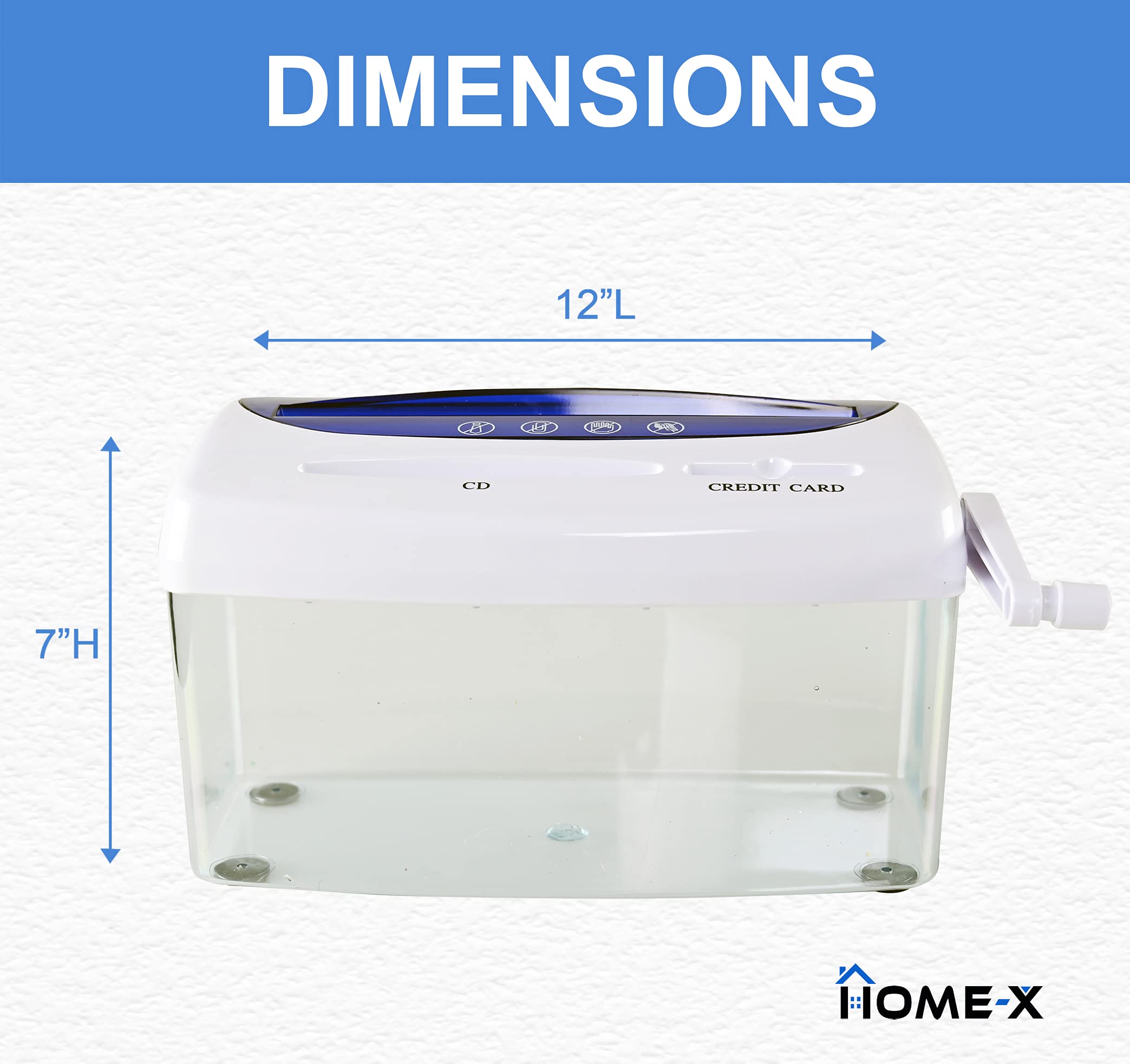 HOME-X 3-in-1 Hand Crank Paper Document Shredder for A4 Paper, Credit Cards, CDs-Manual Shredder Documents Paper Cutting Tool Home Office Desktop Stationery
