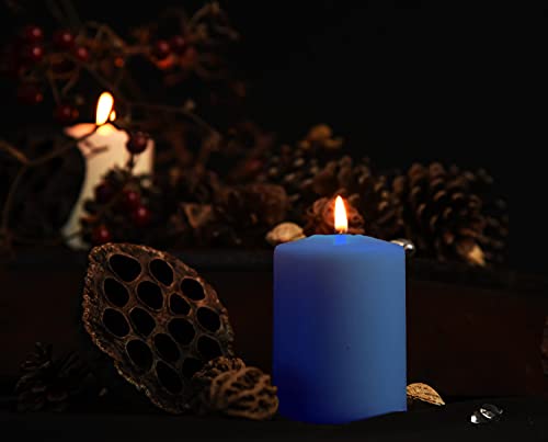 Hyoola Midnight Blue Pillar Candles 2x3 Inch - 4 Pack Unscented Pillar Candles - European Made