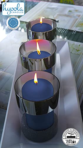 Hyoola Midnight Blue Pillar Candles 2x3 Inch - 4 Pack Unscented Pillar Candles - European Made