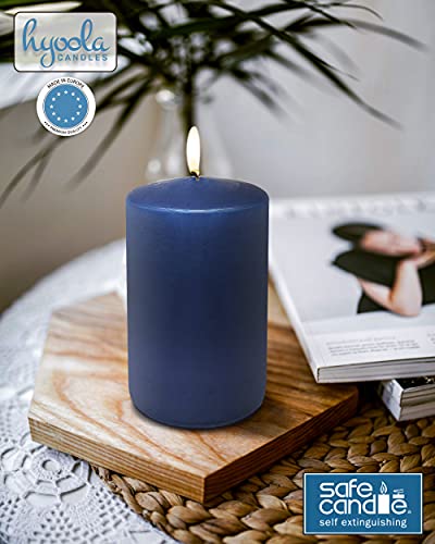 Hyoola Midnight Blue Pillar Candles 2x3 Inch - 4 Pack Unscented Pillar Candles - European Made
