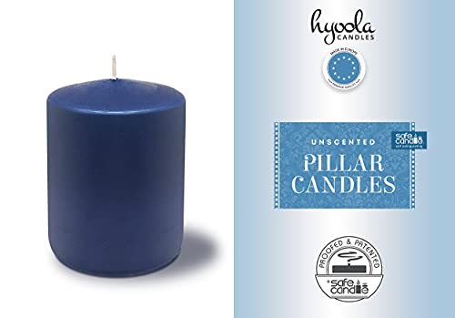 Hyoola Midnight Blue Pillar Candles 2x3 Inch - 4 Pack Unscented Pillar Candles - European Made