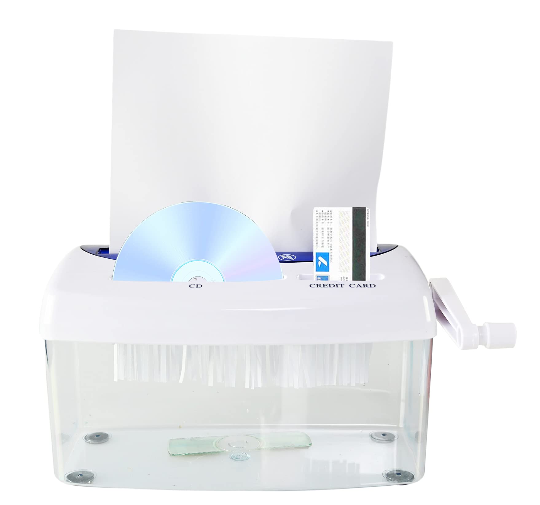 HOME-X 3-in-1 Hand Crank Paper Document Shredder for A4 Paper, Credit Cards, CDs-Manual Shredder Documents Paper Cutting Tool Home Office Desktop Stationery