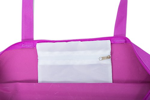 Beach Bag Womens Large Canvas Summer Tote Bags With Zipper Closure 19" x 15" x 6" Palm tree Pattern (Purple)