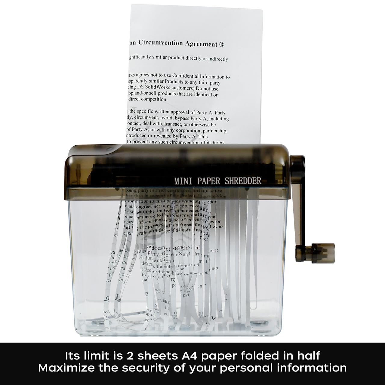 JIKIOU Mini Hand Shredder Portable Paper Shredder Manual Shredder Documents Paper Cutting Tool Home Office Desktop Stationery Black
