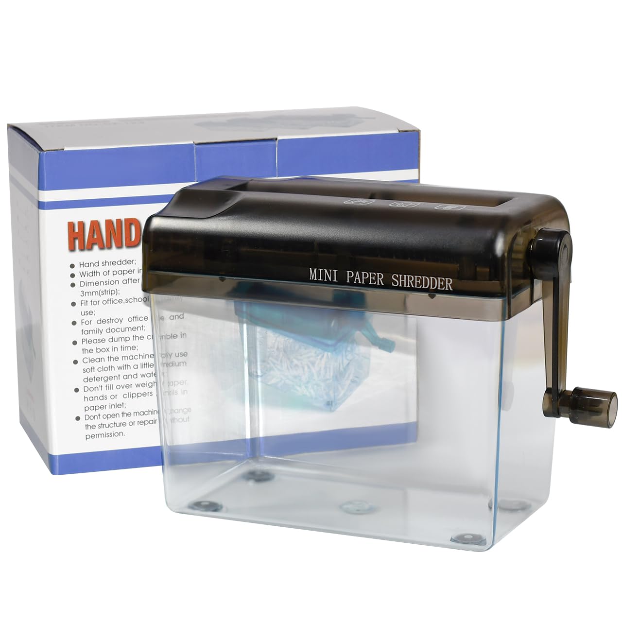 JIKIOU Mini Hand Shredder Portable Paper Shredder Manual Shredder Documents Paper Cutting Tool Home Office Desktop Stationery Black
