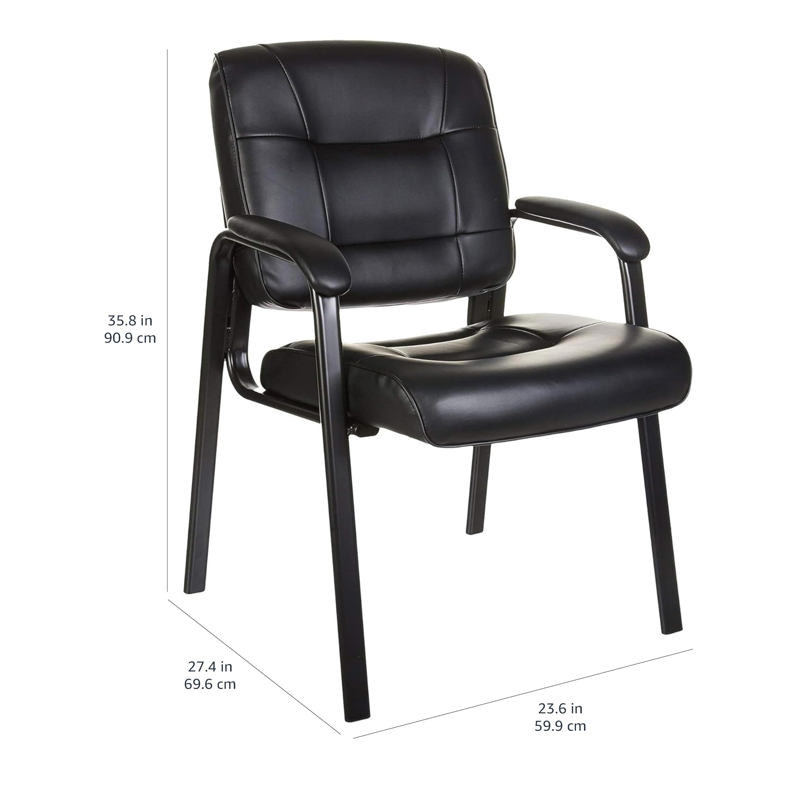 Amazon Basics Classic Faux Leather Office Desk Guest Chair with Metal Frame - Black