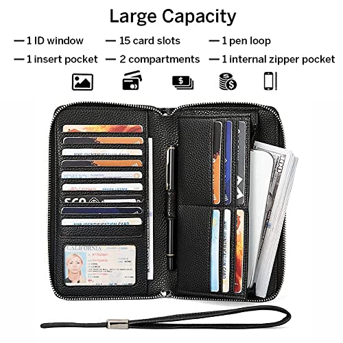 BROMEN Hobo Bags for Women Designer Shoulder Bucket Black and Women Wallets Black Bundle