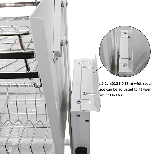 WHIFEA 2 Tier Pull-Out Cabinet Organizer Drop Down Shelf Blind Pull-Down Dish and Spice Rack System Inner Space Saving Plate for Kitchen Appliance Lift Upper Cabinet (for Cabinet Width ≥24'')