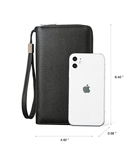 BROMEN Hobo Bags for Women Designer Shoulder Bucket Black and Women Wallets Black Bundle