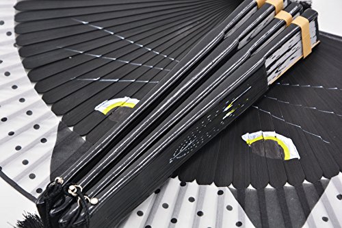 Amajiji Women Lovely Black Cat Folding Silk Fan Handheld Fan for Wedding, Dancing, Church, Party, Gifts (Black)